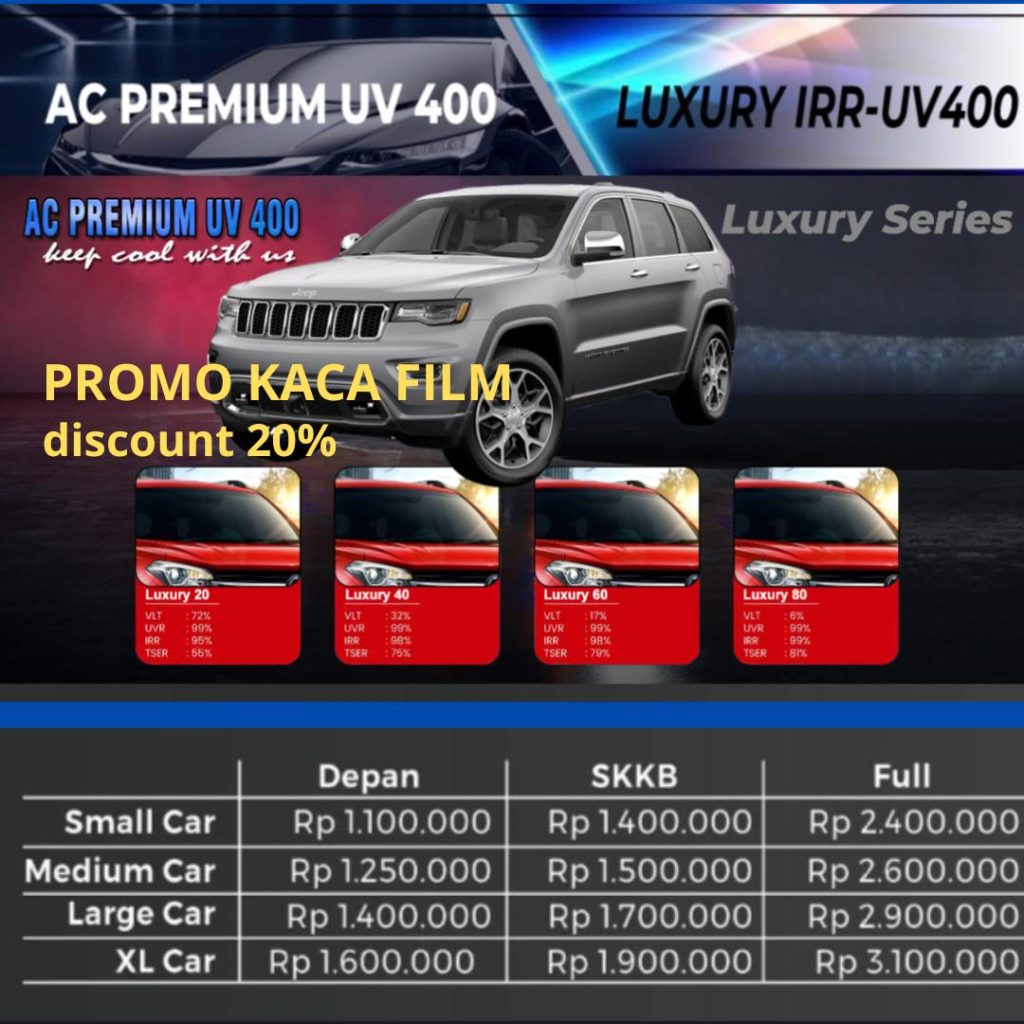 Daftar Harga - AC Premium UV 400 Window Film